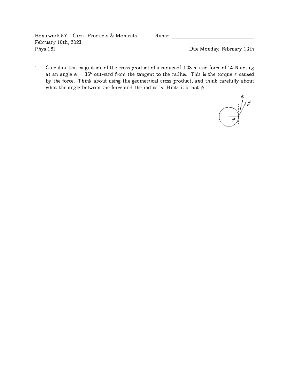 CM-5Y R02-13 - Practice Materials - Homework 5Y - Cross Products ...
