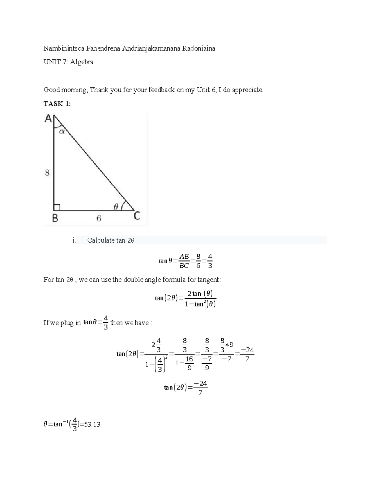 UNIT 7 Algebra cOLLEGE - Nambinintsoa Fahendrena Andrianjakamanana ...