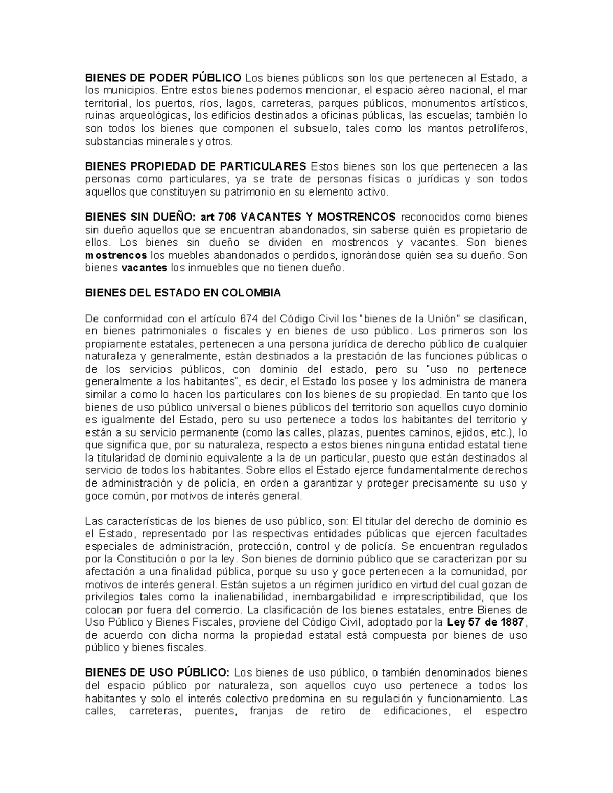 Bienes DE Poder Público - BIENES DE PODER PÚBLICO Los bienes públicos ...