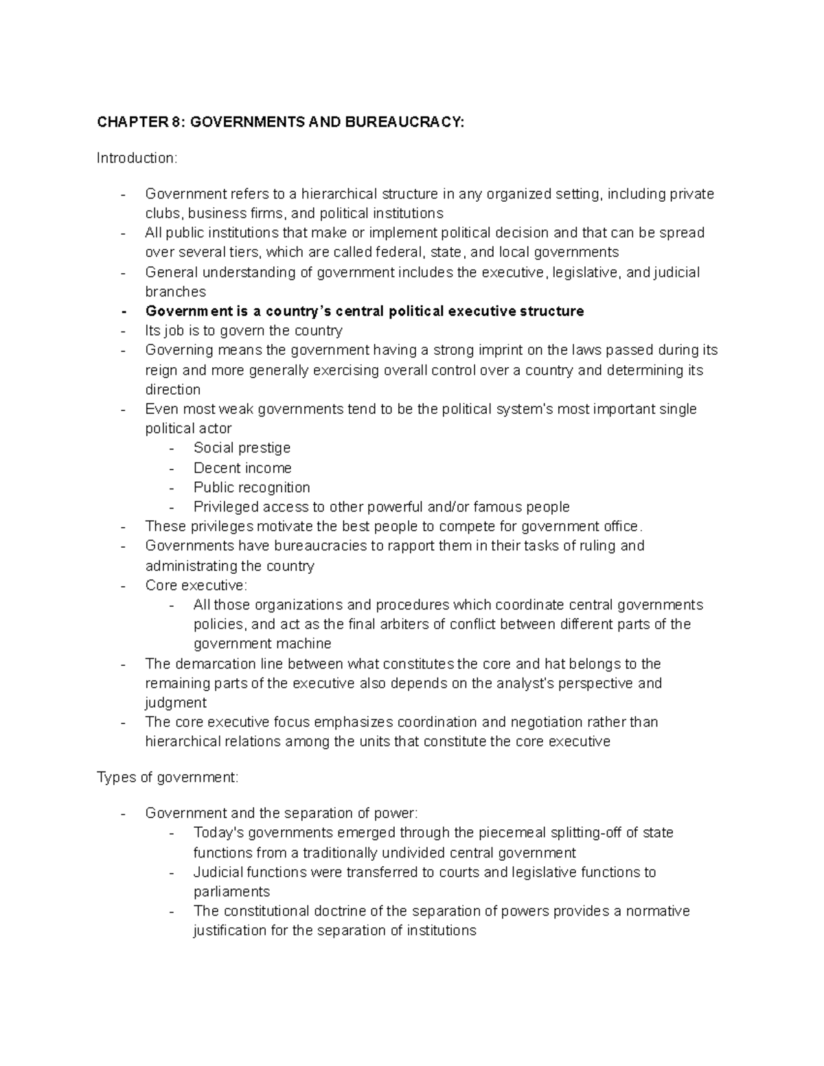 Poli 203, chapter 8 - lecture and reading notes - CHAPTER 8 ...