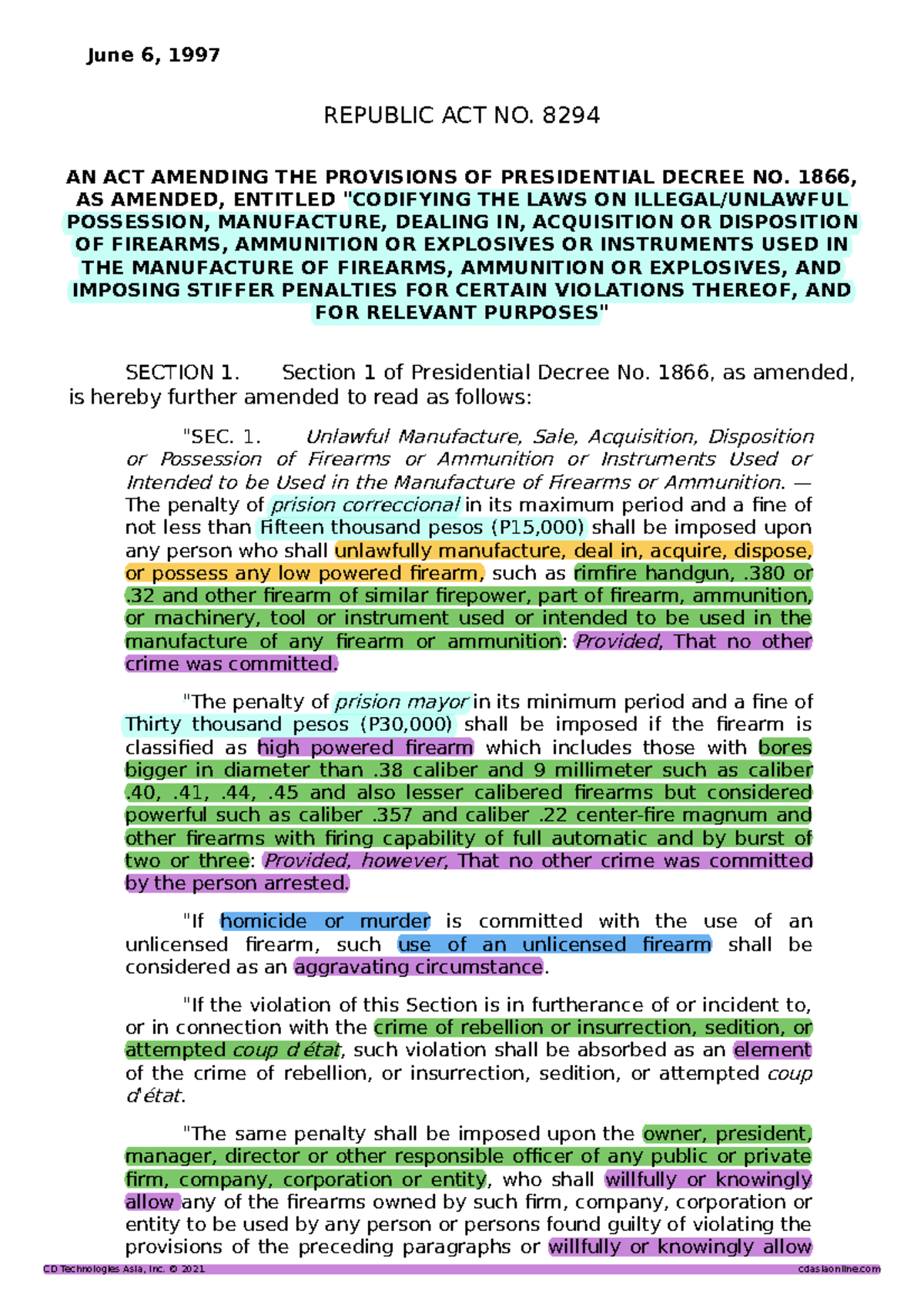 Spl RA 8294 hjklgf - June 6, 1997 REPUBLIC ACT NO. 8294 AN ACT AMENDING ...