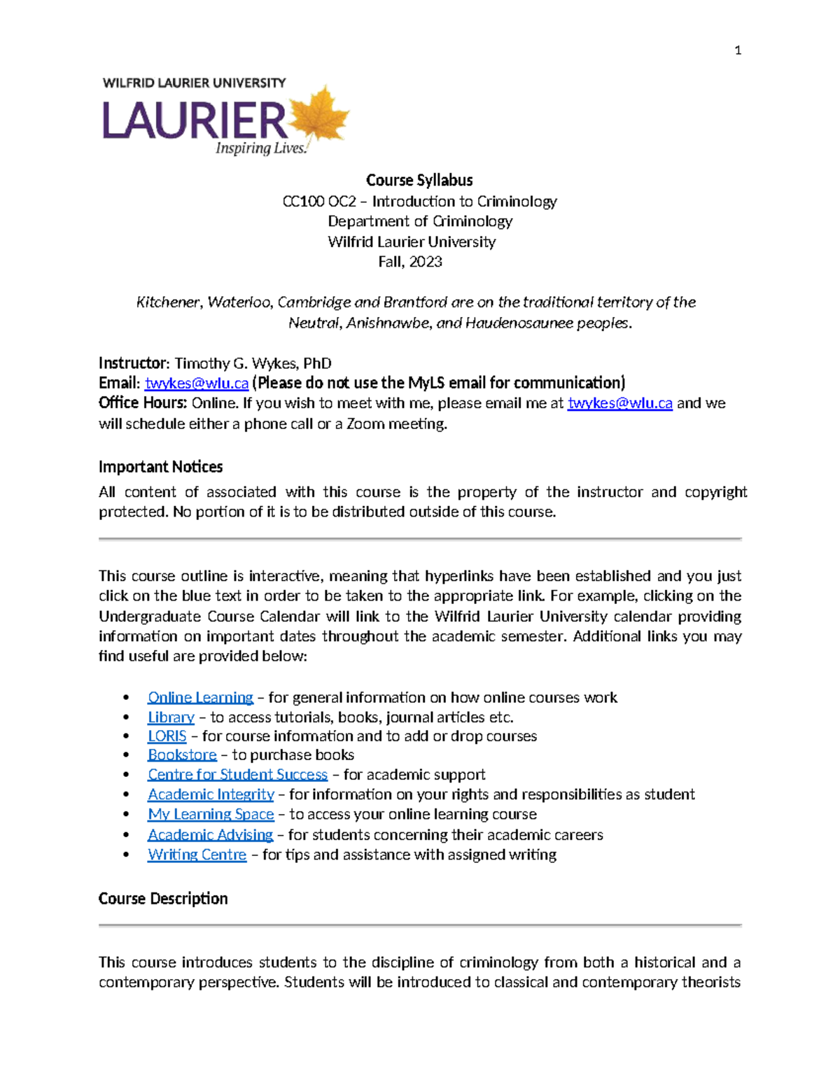 CC100 Syllabuss 202312024 - Course Syllabus CC100 OC2 – Introduction to ...