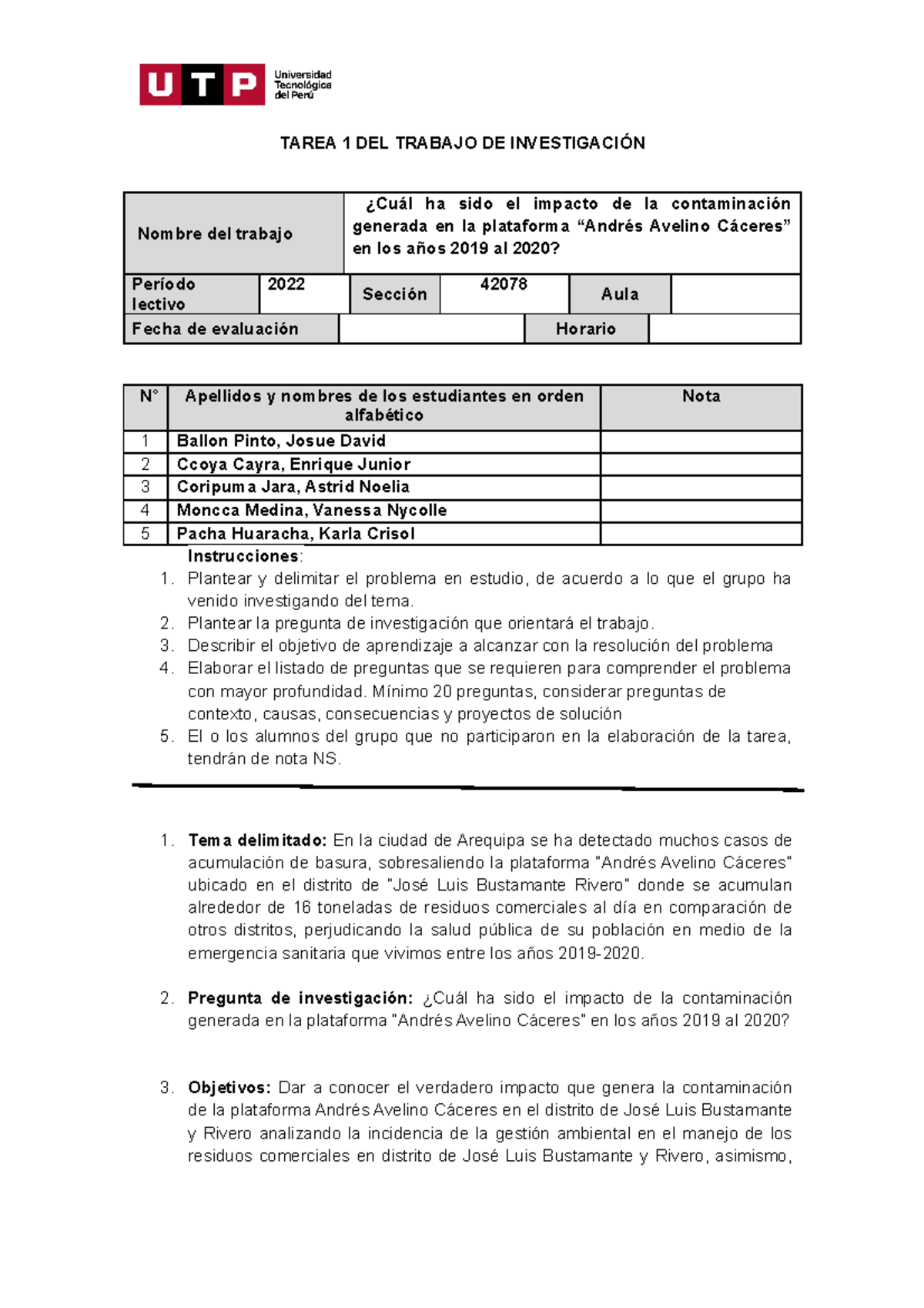 Tarea 1- Delimitación del tema de investigación, pregunta, objetivo ...