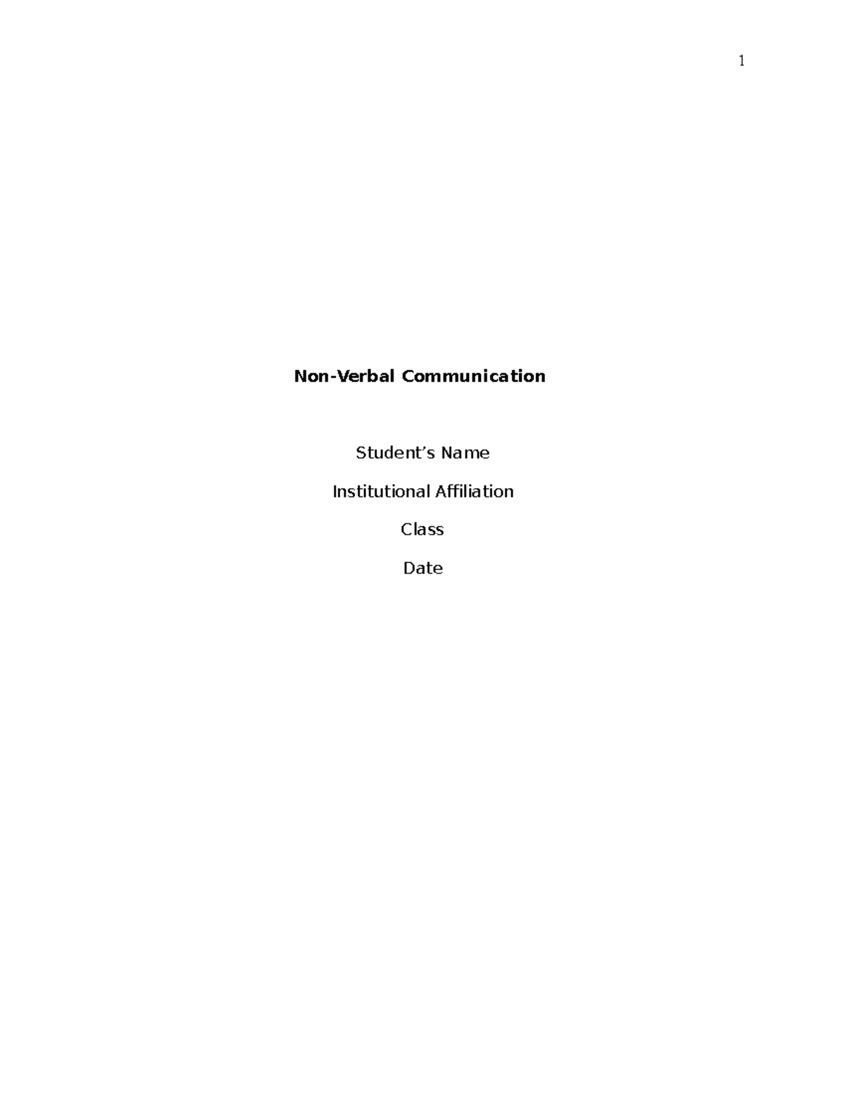 Dimensions Non verbal communication Discussion module 9 - 1 Non-Verbal ...