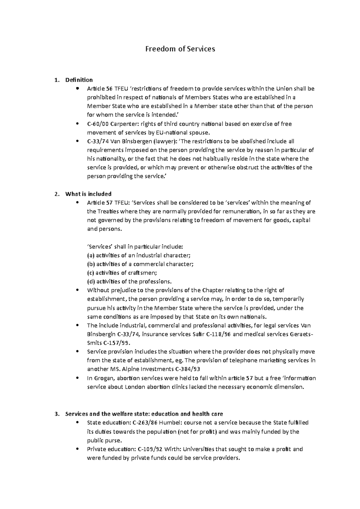 Freedom of Services and Restrictions: Definition Scope and Application ...