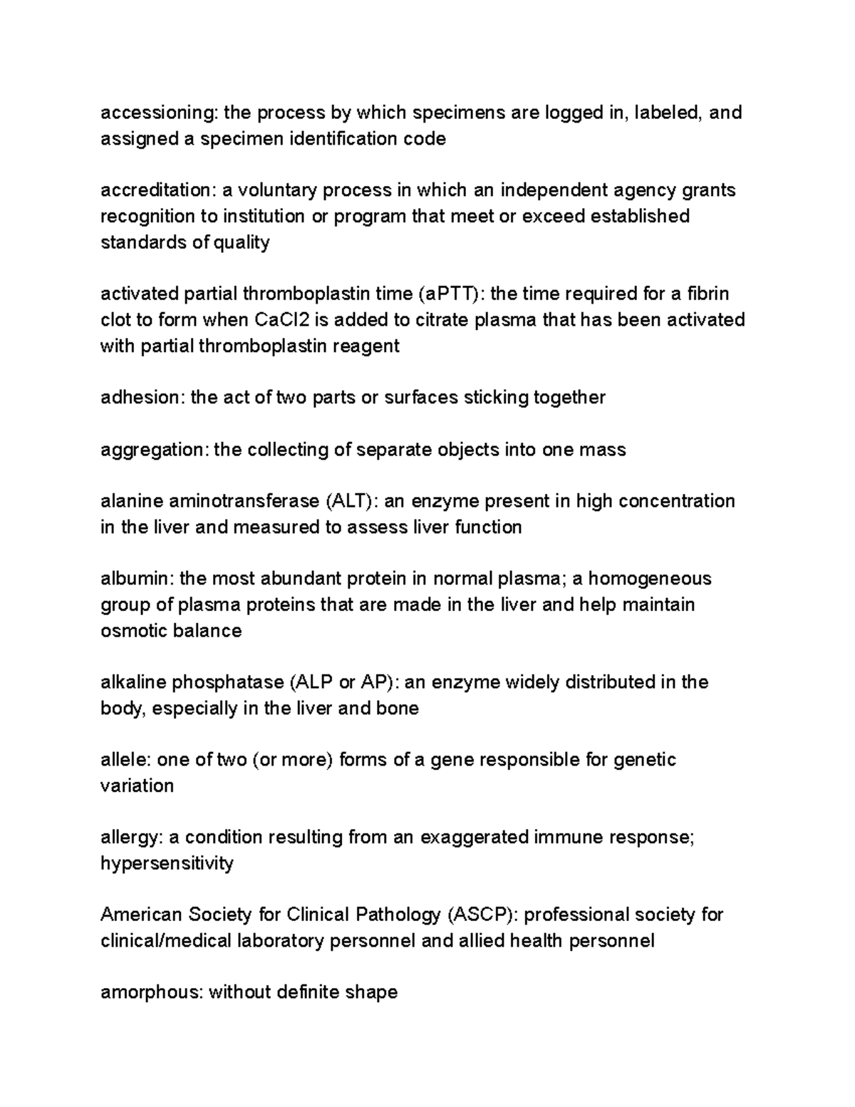 Final Terms List - Summary Principles of Medical Laboratory Sciences ...