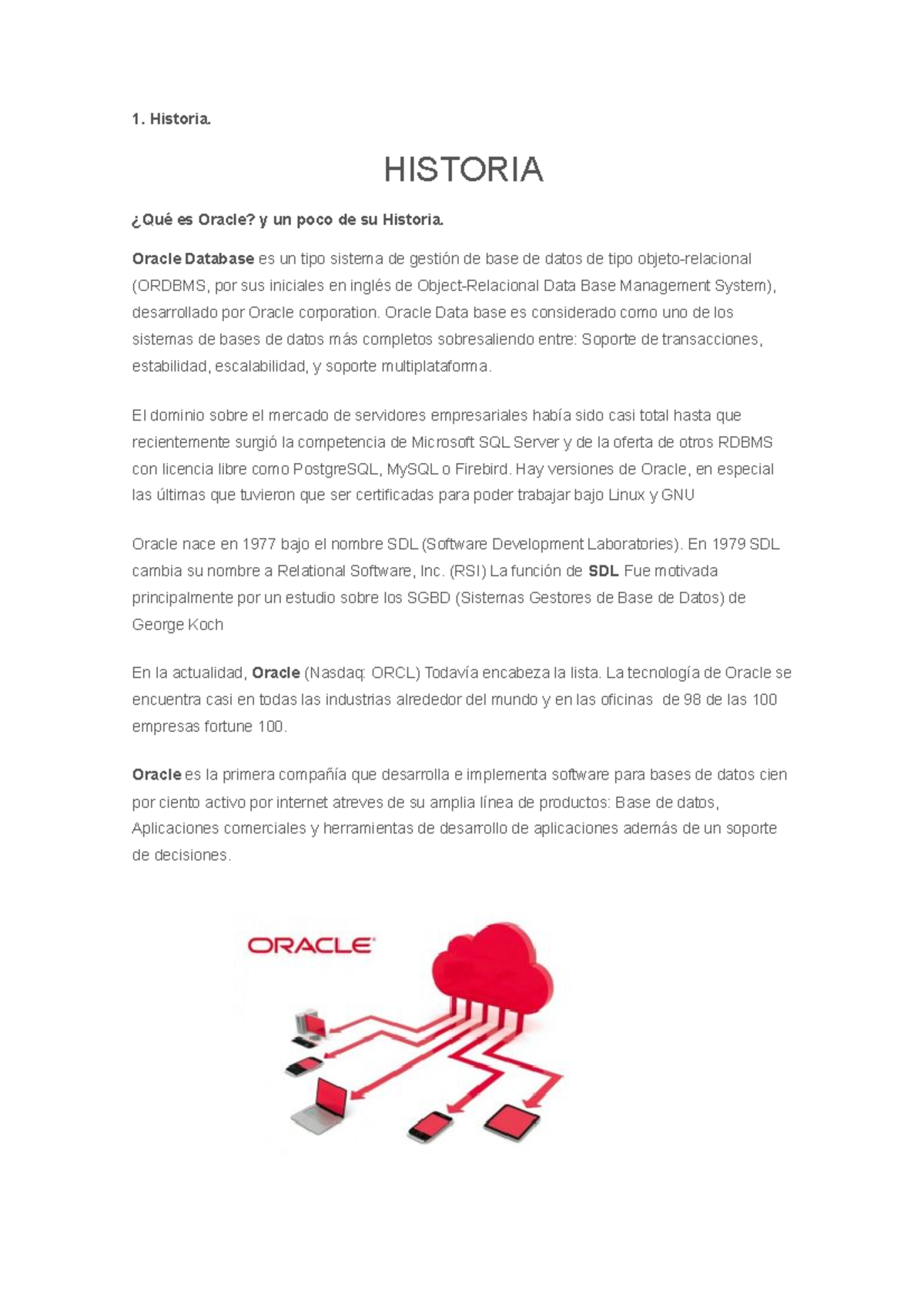Oracle - resumen - 1. Historia. HISTORIA ¿Qué es Oracle? y un poco de ...