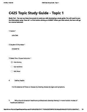 C425 Topic Study Guide – Topic 5 - C425 - Studocu