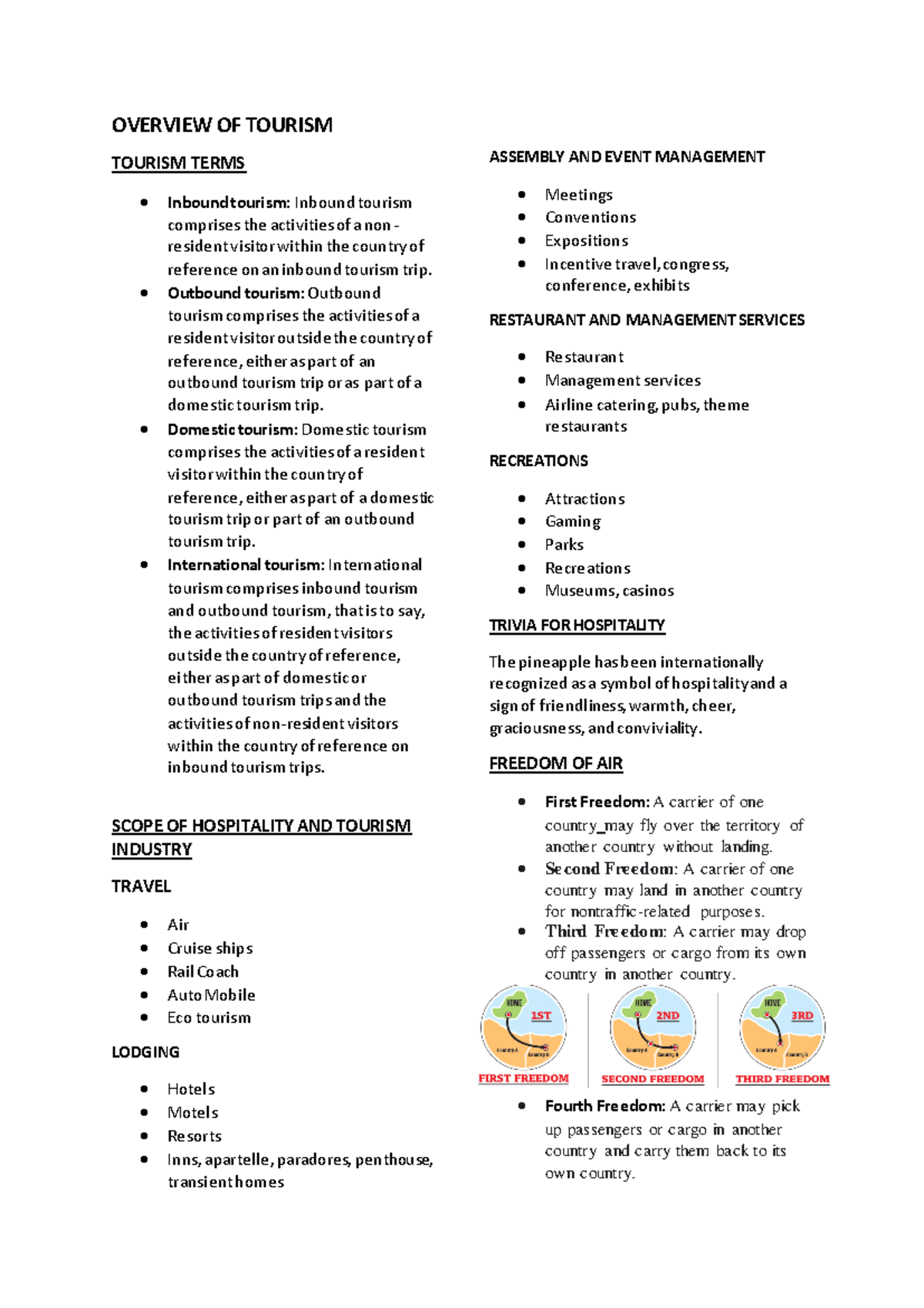 Micro- Midterm- Reviewer - OVERVIEW OF TOURISM TOURISM TERMS Inbound ...