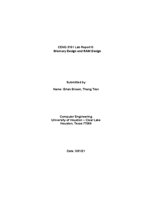 CENG 3151 Lab Report 5 - Data Register and Instruction Register - CENG 3151 Lab Report 5: Data ...