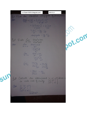 Bcs-012 Solved assignment - Mathematics - Studocu