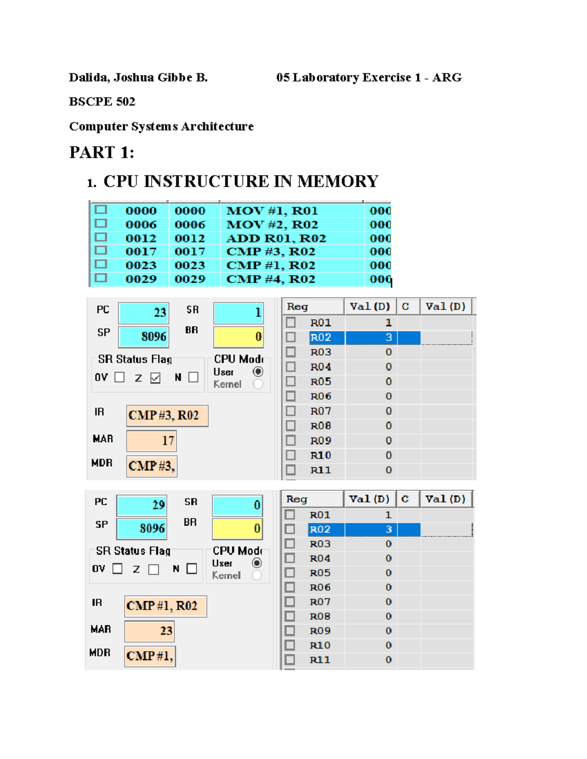 05 Laboratory Exercise 1 - Computer Engineering - Dalida, Joshua Gibbe B. 05 Laboratory Exercise ...