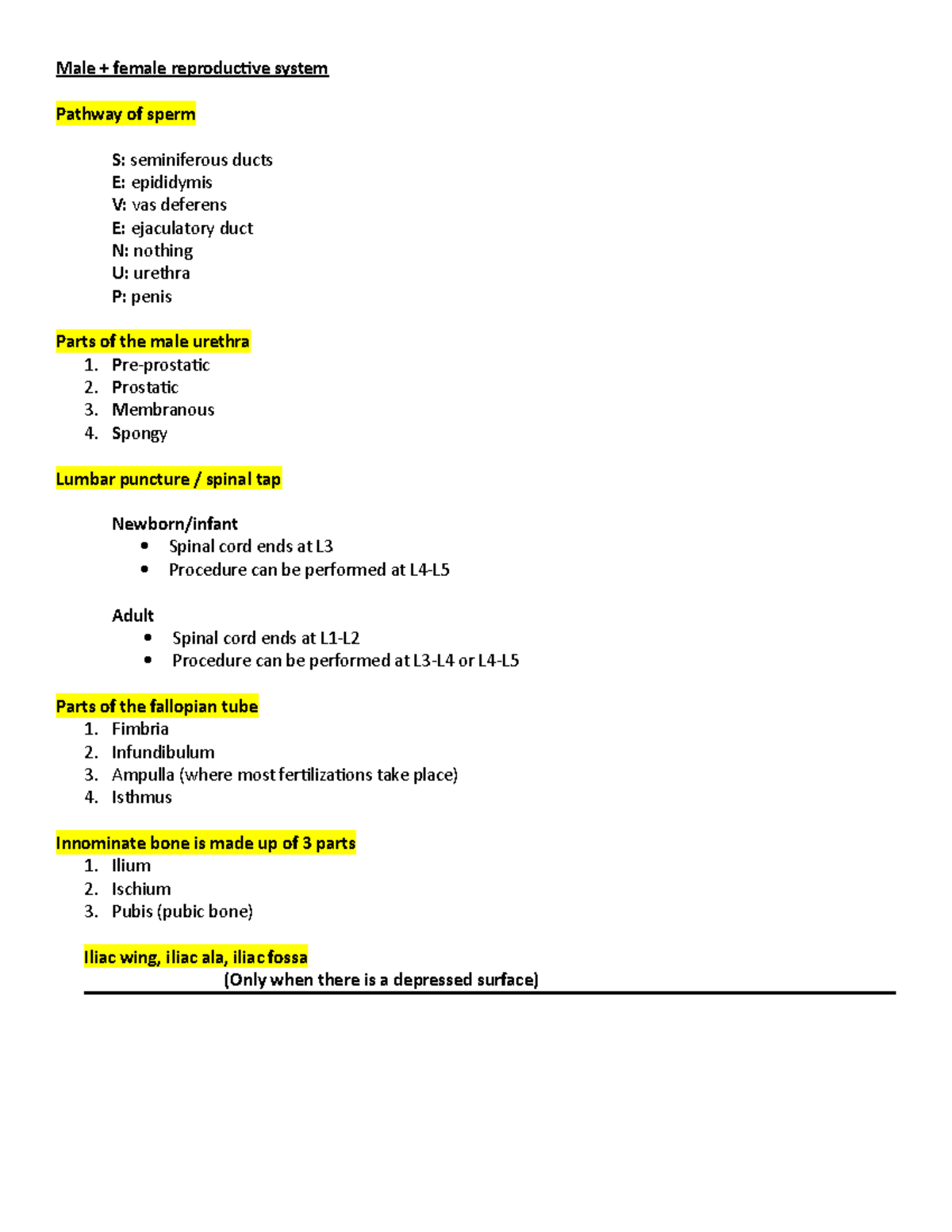 Lab notes - Dr. Tina Dow - Male + female reproductive system Pathway of ...