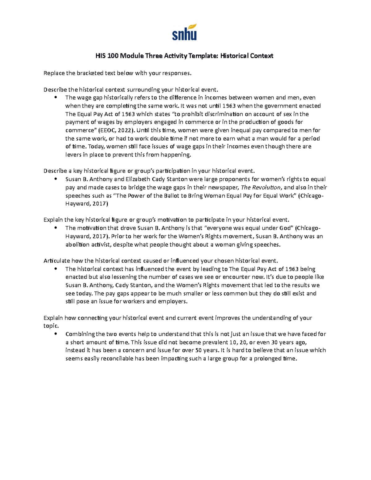 HIS 100 Module Three Activity Context Template - HIS100 - SNHU - Studocu