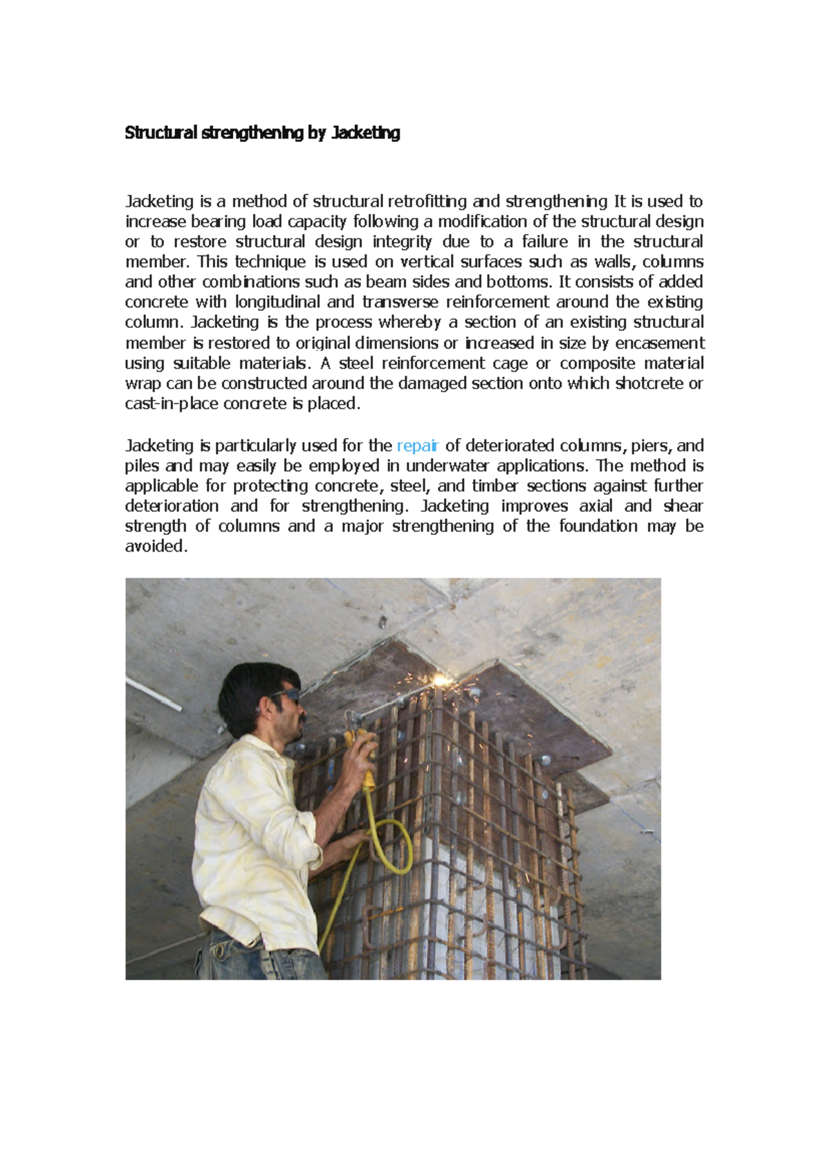 Structure Strengthening by Jacketing - Structural strengthening by ...