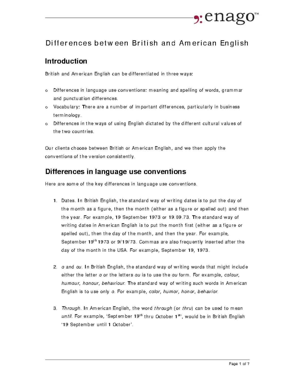 EEP - NOTES FOR EEP - Differences between British and American English ...