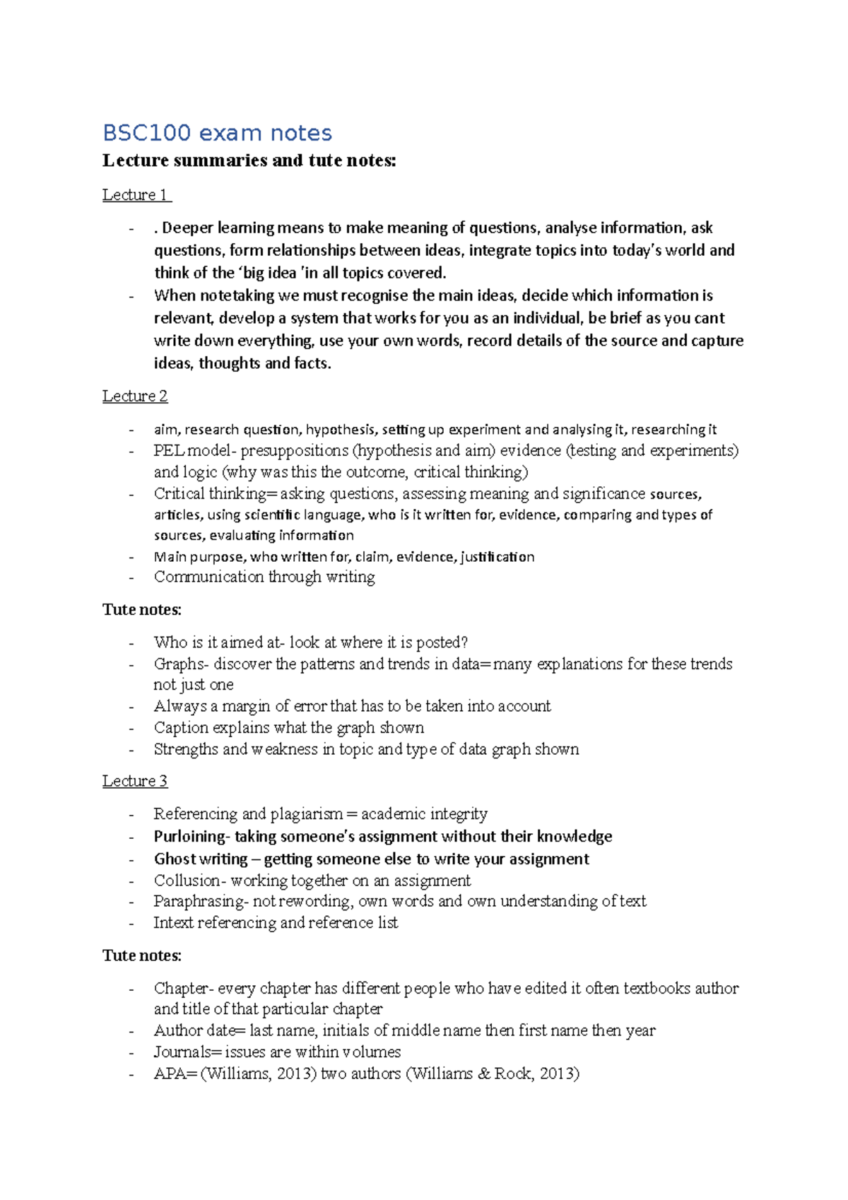 BSC100 exam notes - Summary Building Blocks for Science Students ...