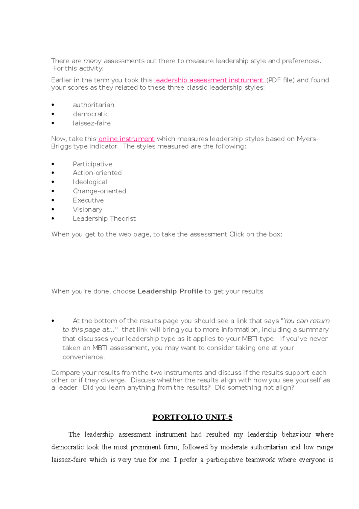 Comparison of Leadership Assessment Instruments: Do They Align with ...