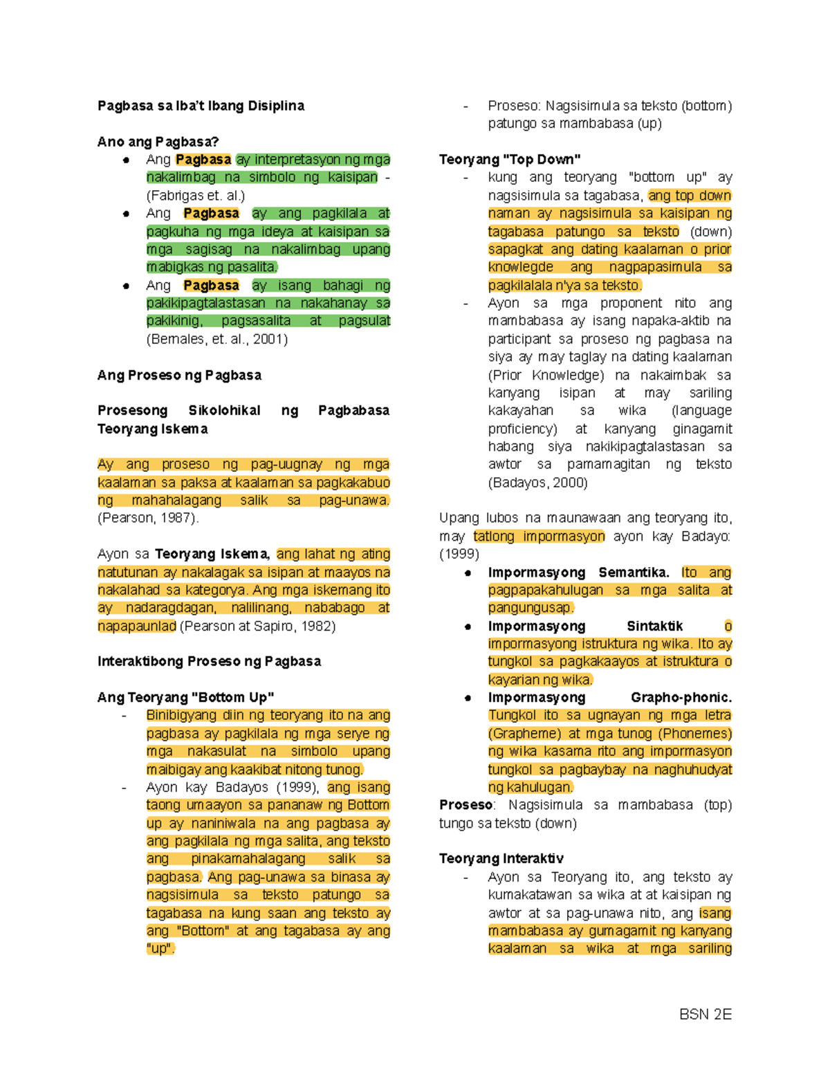 Filipino-2 - Lecture only - Pagbasa sa Iba’t Ibang Disiplina Ano ang ...