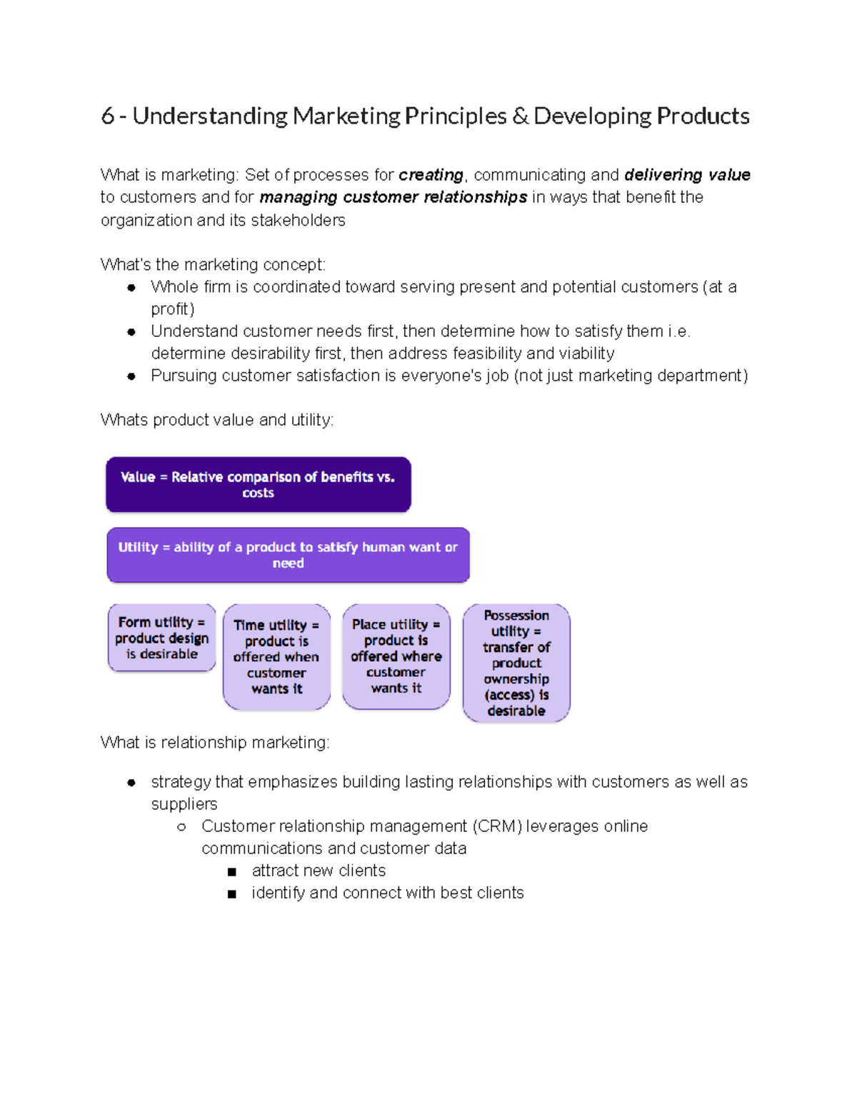 BU-121 Notes - Lecture unit6 - 6 - Understanding Marketing Principles ...