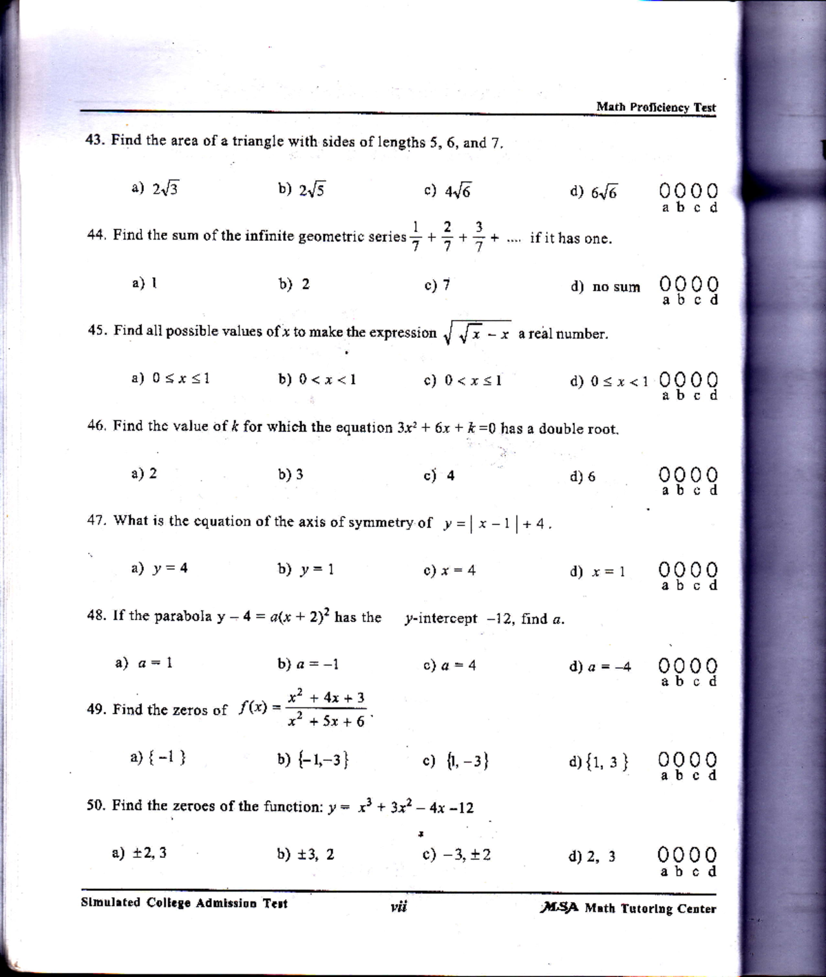 MCQ Upcat Exam 013 - 0000 ab c d a) 2J, b) 2J5 q 4J6 d) 6J 44. Find the ...