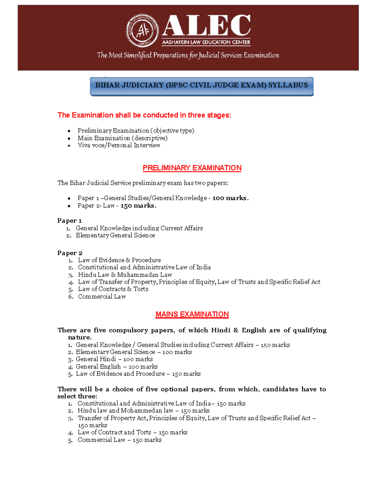 Syllabus 947 - NA - The Examination shall be conducted in three stages ...