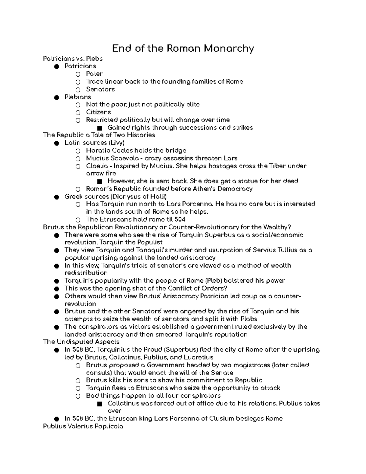 End of the Roman Monarchy - End of the Roman Monarchy Patricians vs ...