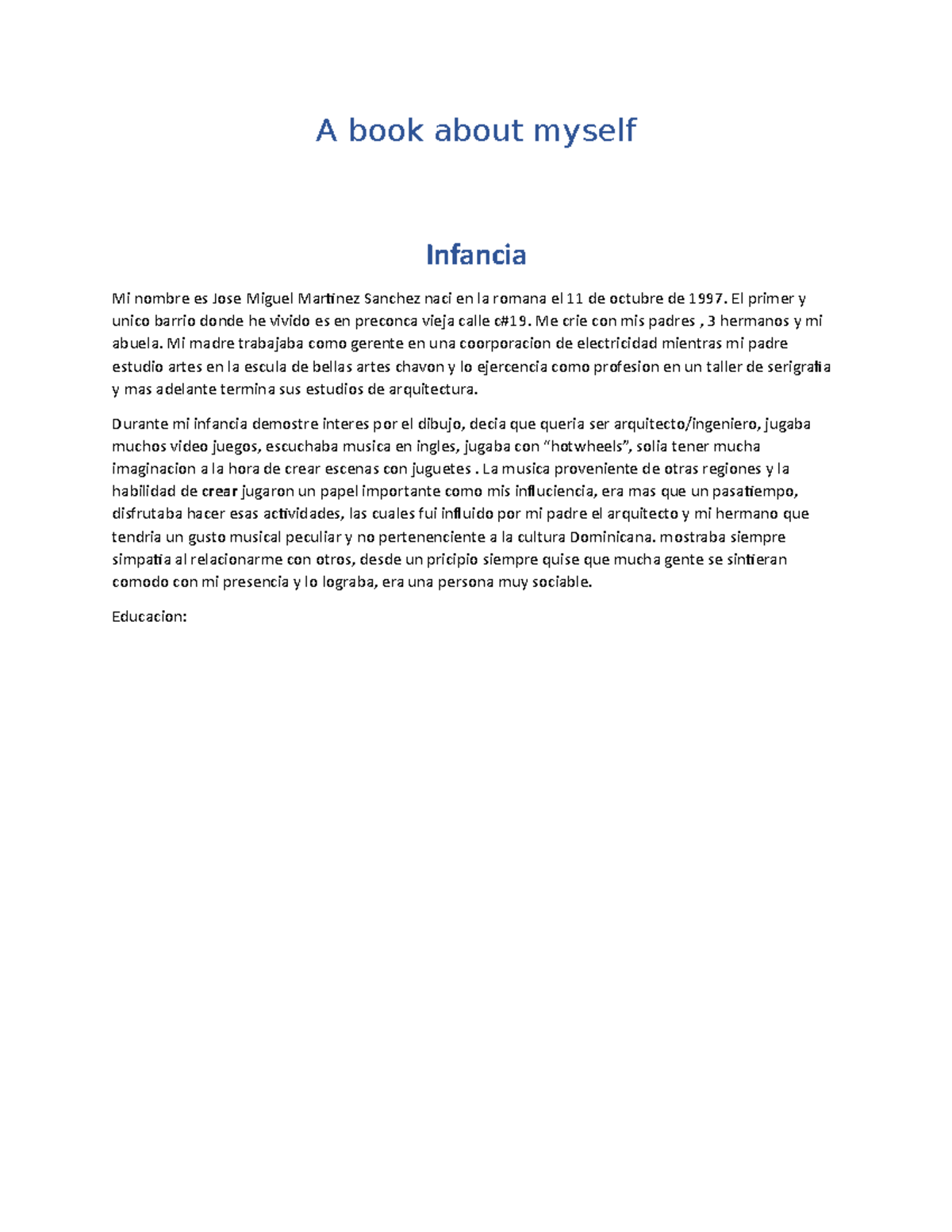 A bo - Lecture notes fefefefefef - A book about myself Infancia Mi ...