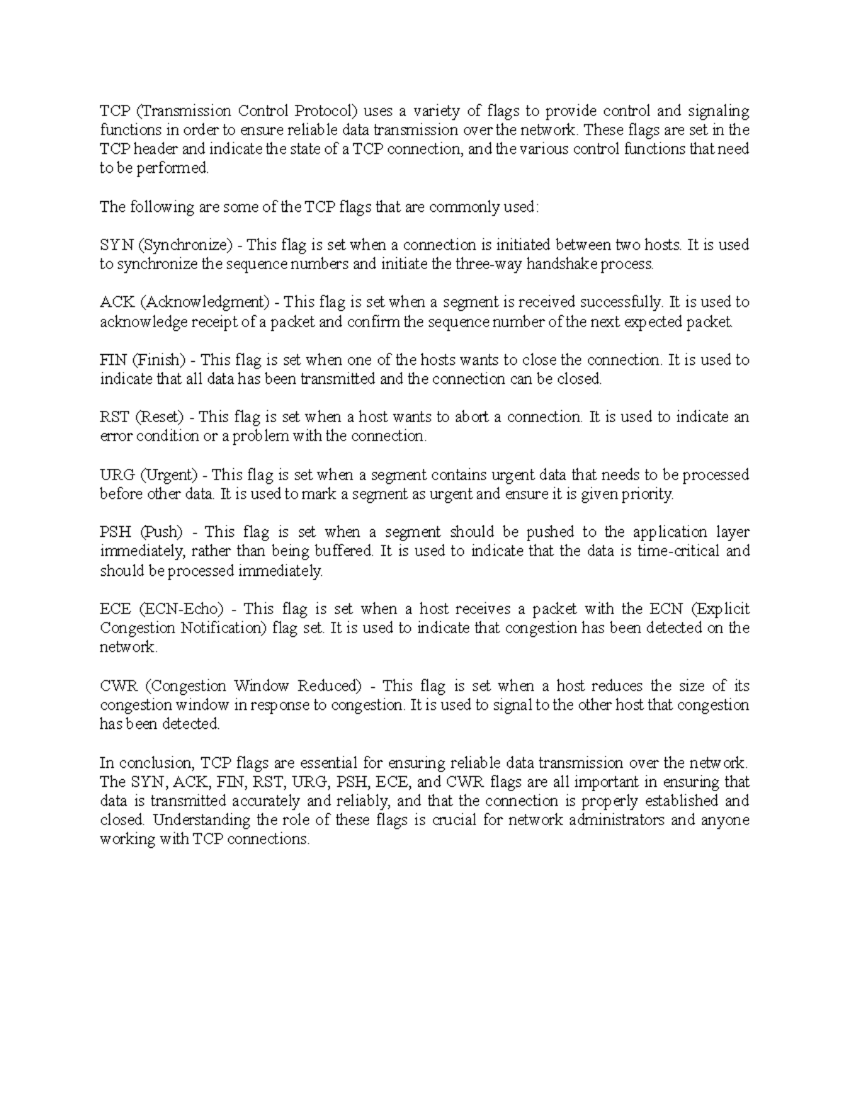 Tcp Flags Ganga Tcp Transmission Control Protocol Uses A Variety