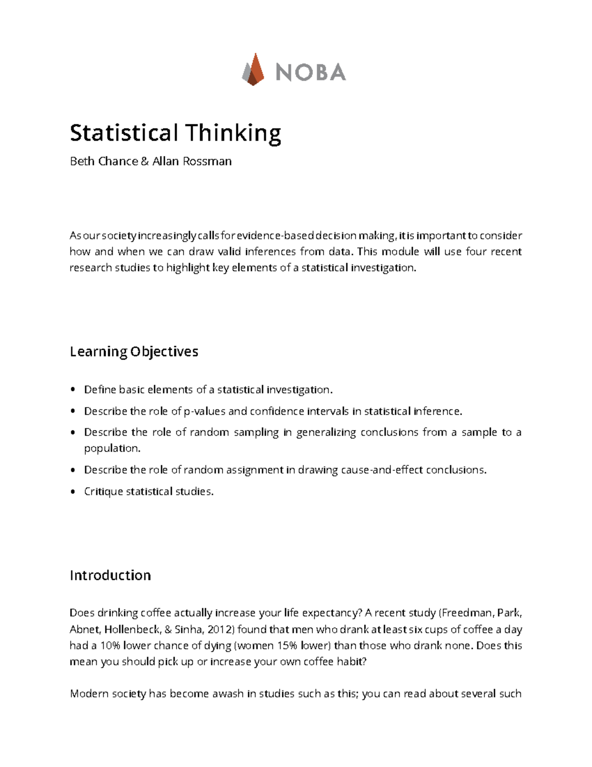 3+Statistical+Thinking - N O B A Statistical Thinking Beth Chance & Allan Rossman As our society ...
