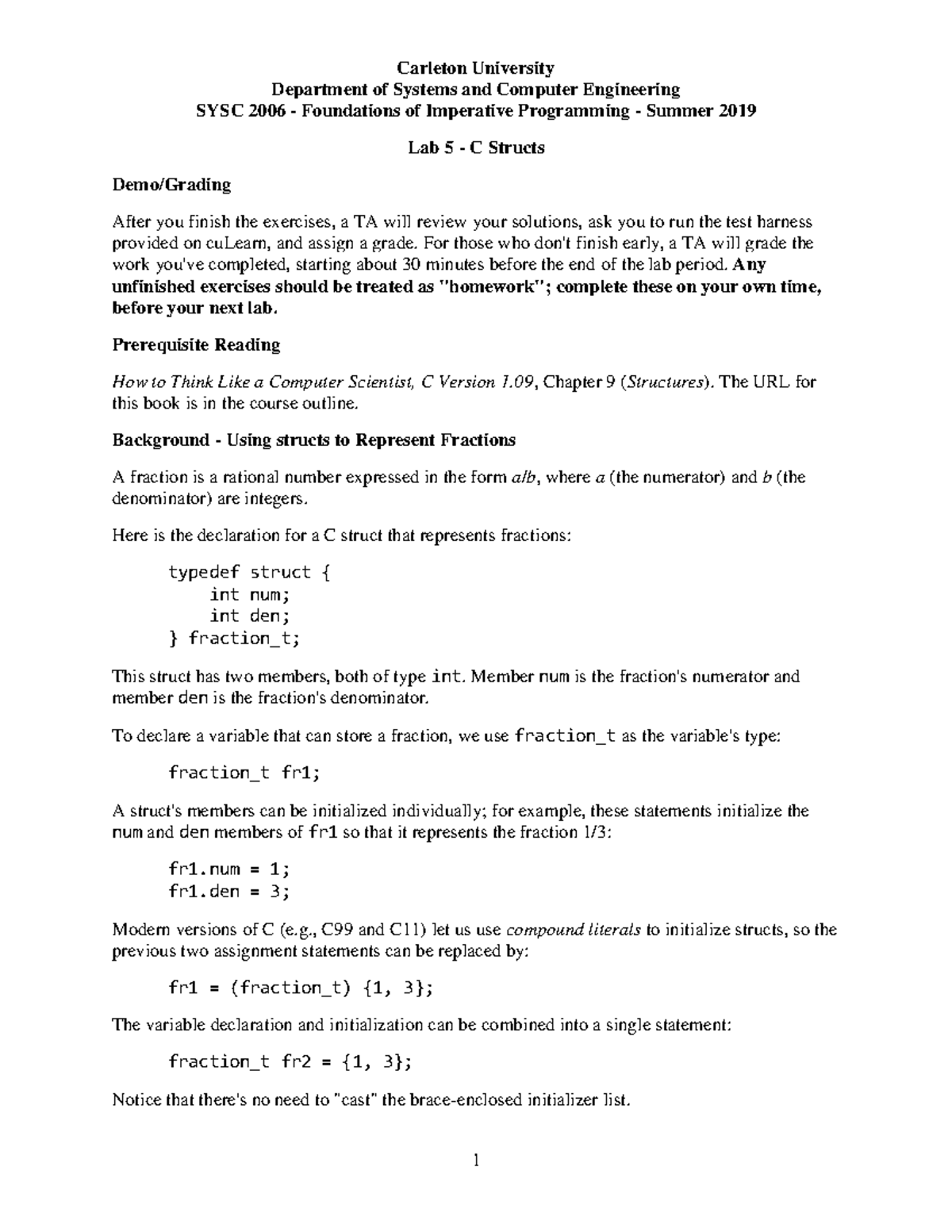 S19 SYSC2006 Lab5 - lab5 - Carleton University Department of Systems and Computer Engineering ...