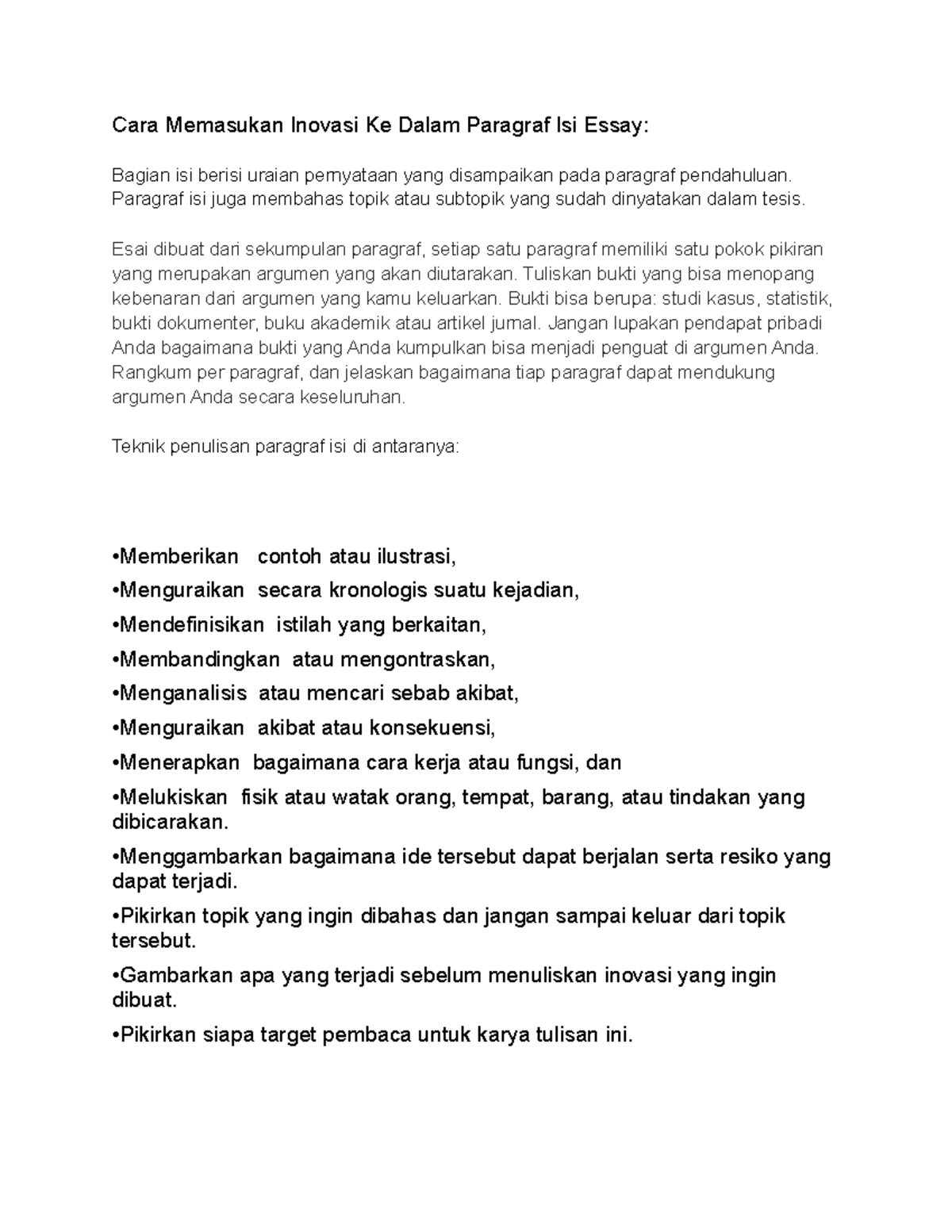 Cara Memasukan Inovasi Ke Dalam Paragraf Isi Essay - Paragraf isi juga ...