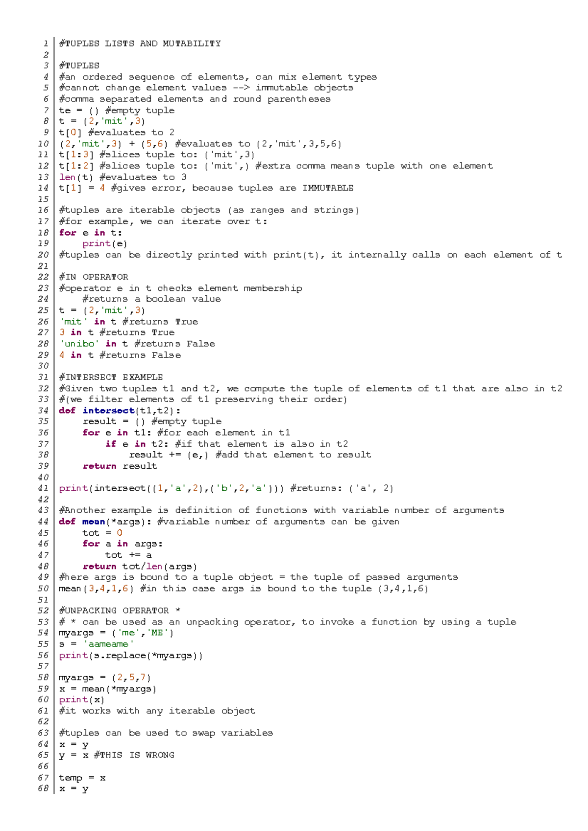 5 Tuples Lists And Mutability 1 Tuples Lists And Mutability 2 3 Tuples 4 An Ordered