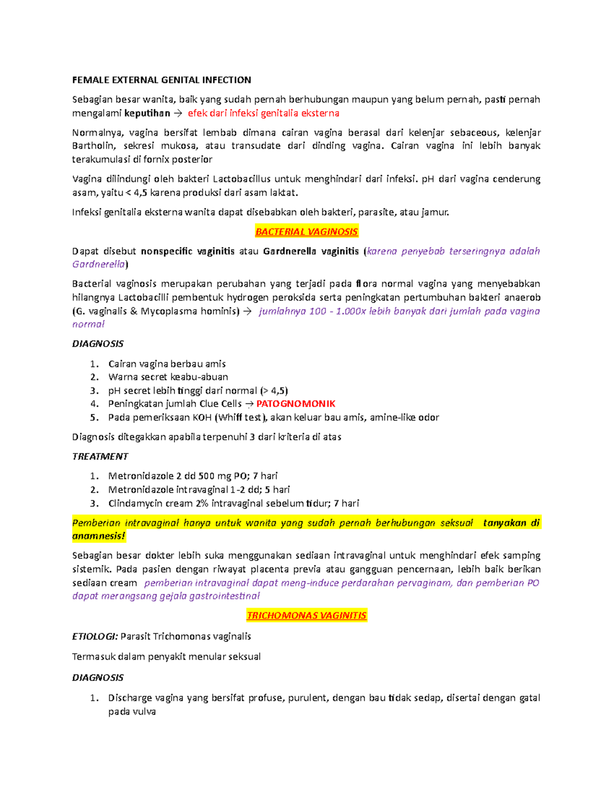 LECT 17 Female External Genital Infection - FEMALE EXTERNAL GENITAL INFECTION Sebagian besar ...