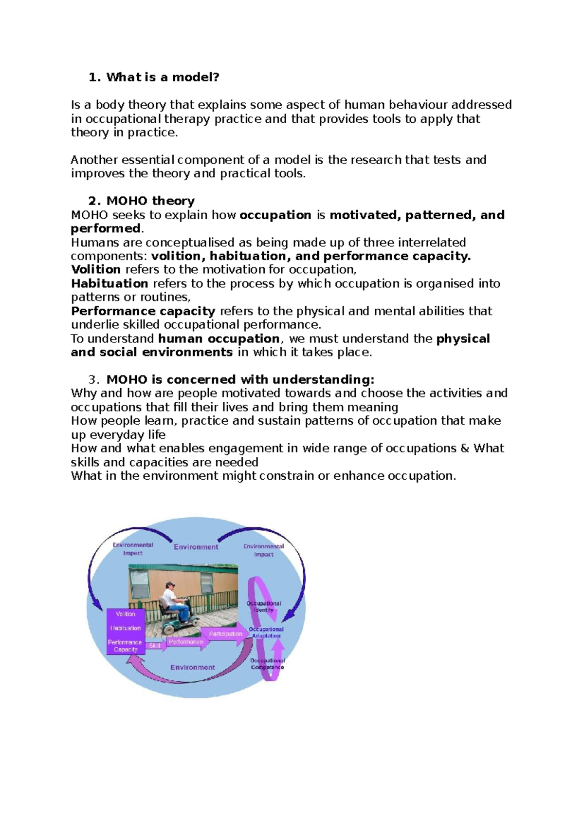 Week 2 MOHO - lecture - 1. What is a model? Is a body theory that ...