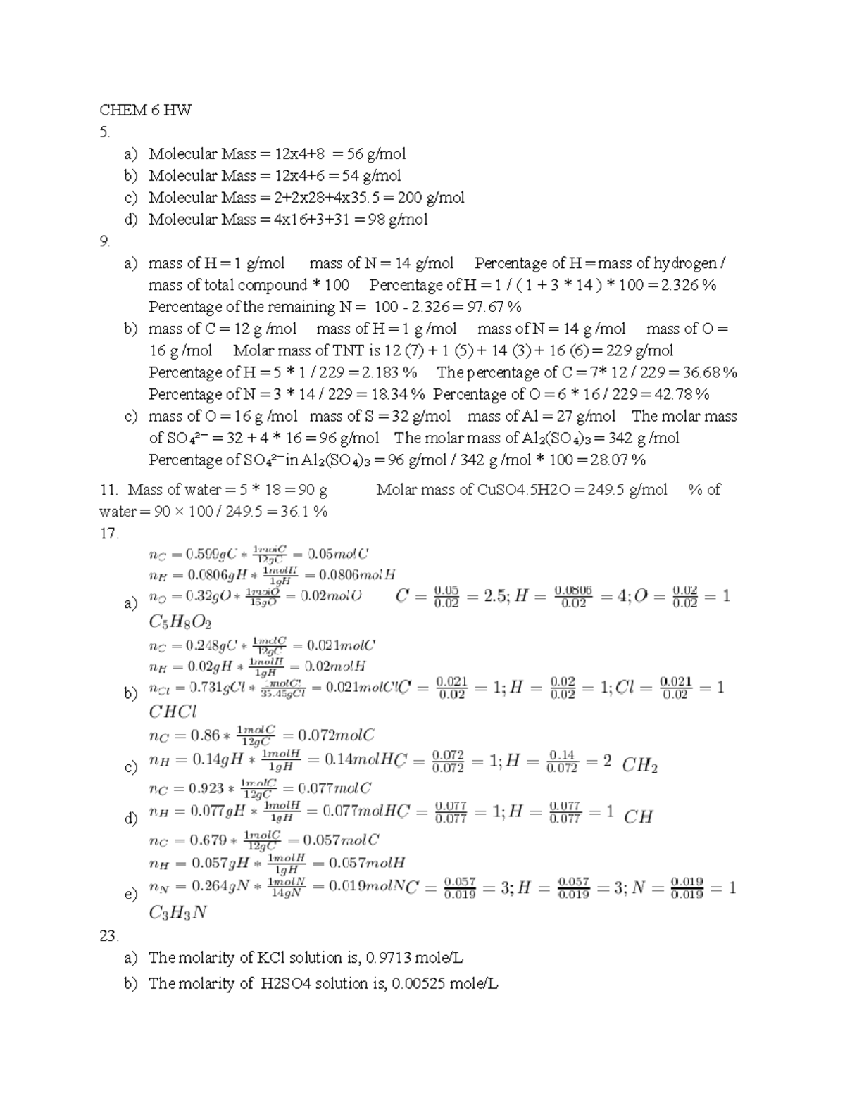 CHEM 6 HW - Homework for chapter 7 in the atoms 2e college textbook ...