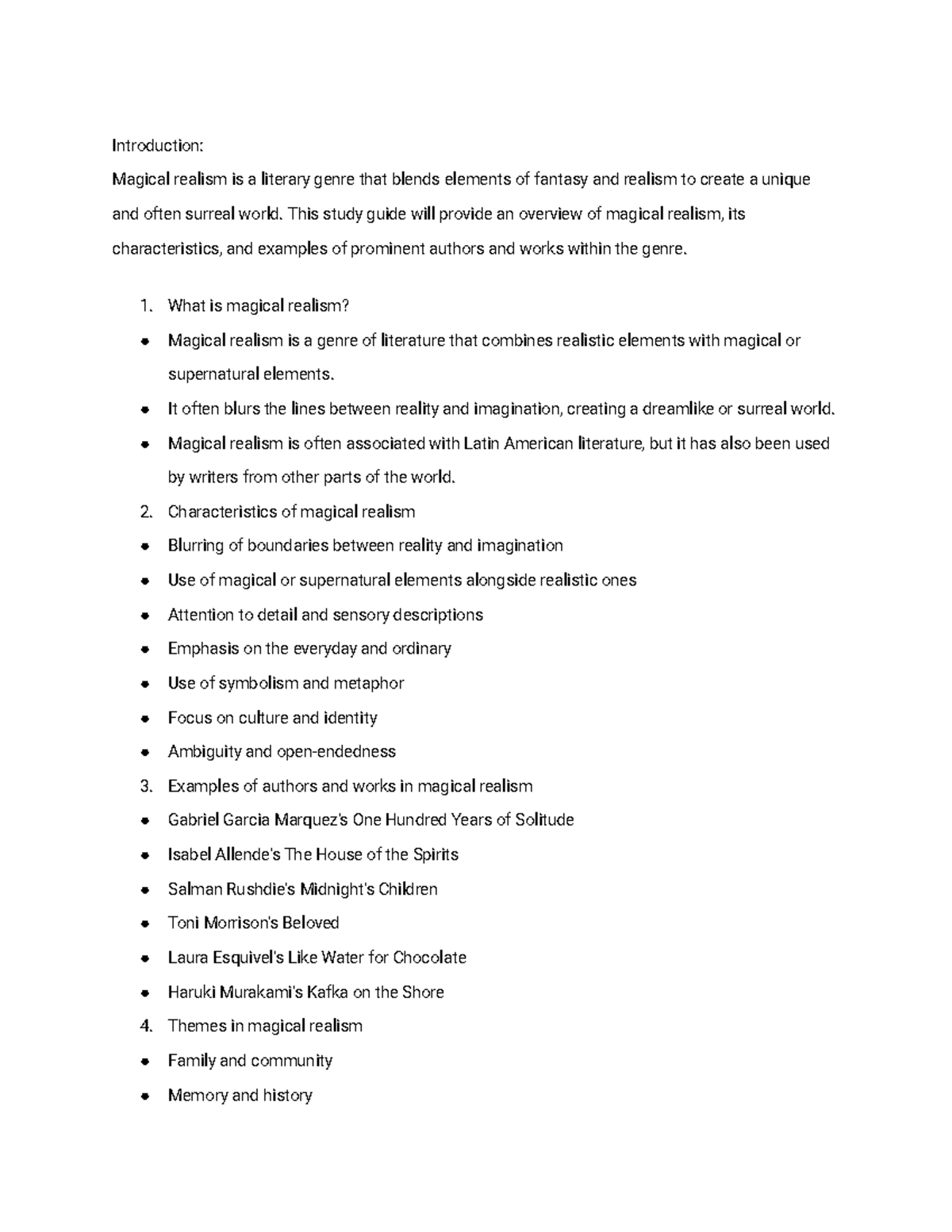 Magical realism - study guide - Introduction: Magical realism is a ...