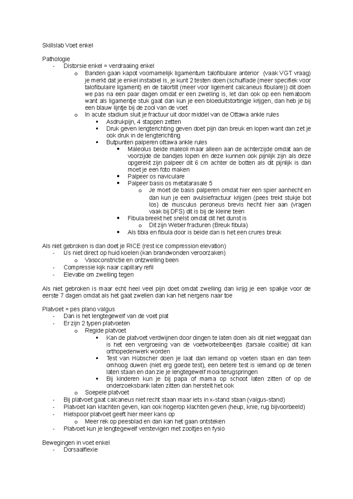 Skillslab Voet enkel - Skillslab Voet enkel Pathologie - Distorsie ...