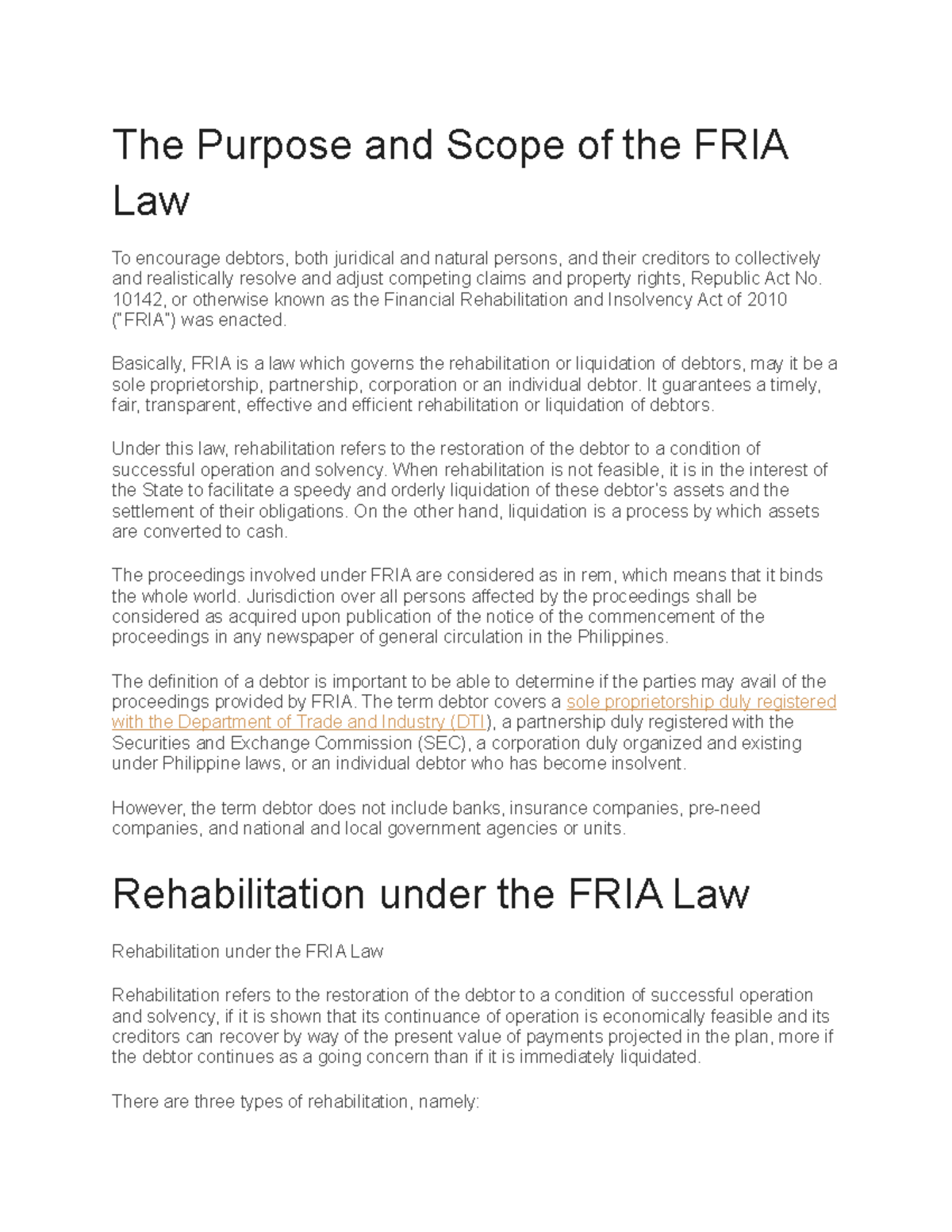 The Purpose and Scope of the FRIA Law - The Purpose and Scope of the ...