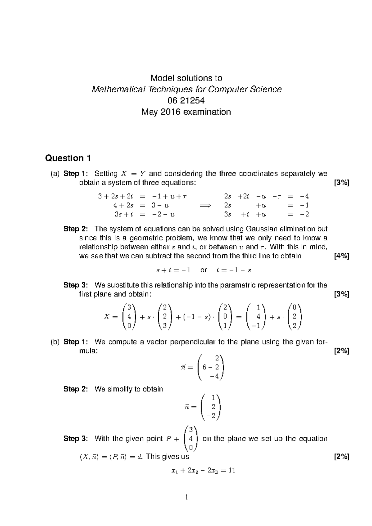 MATH3-SOL - Exam - Model solutions to Mathematical Techniques for ...