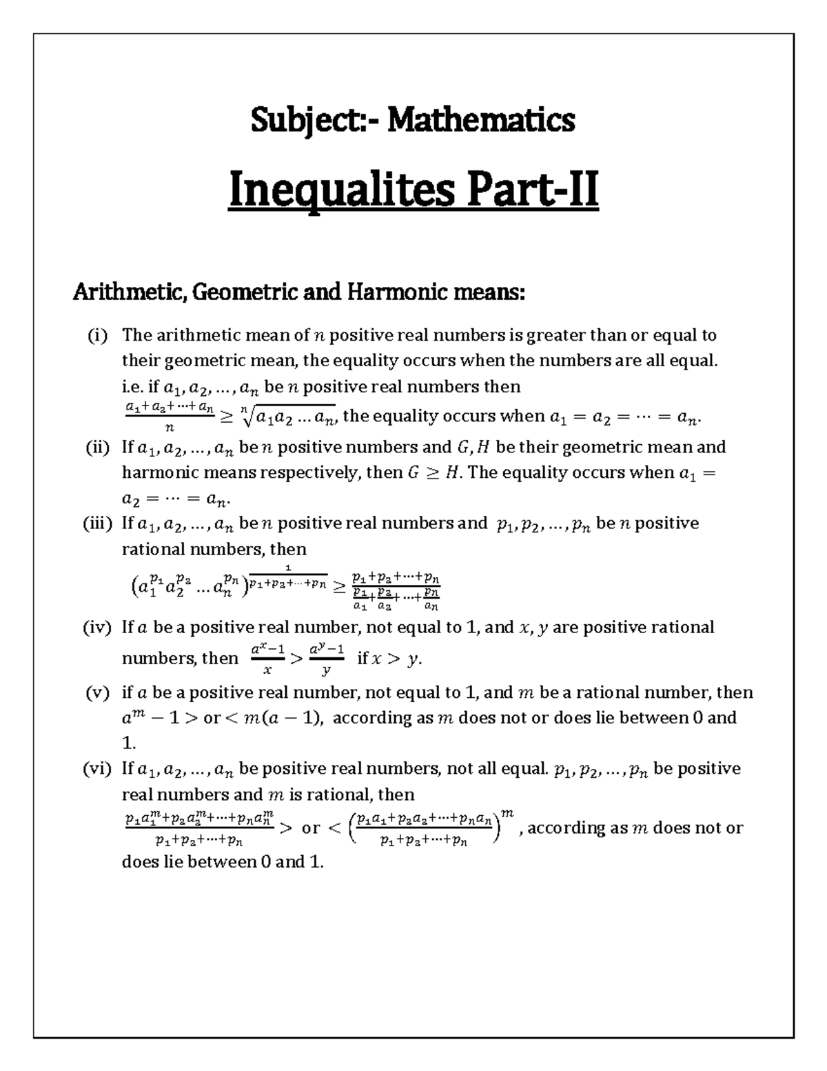 Inequalities part2 - Subject:- Mathematics Inequalites Part-II ...