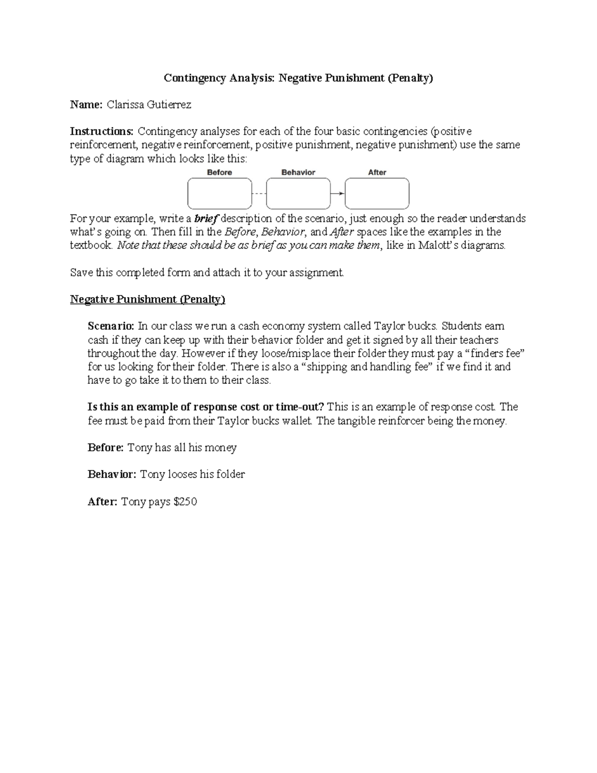 Contingency Analysis-Negative Punishment-Penalty - Contingency Analysis ...