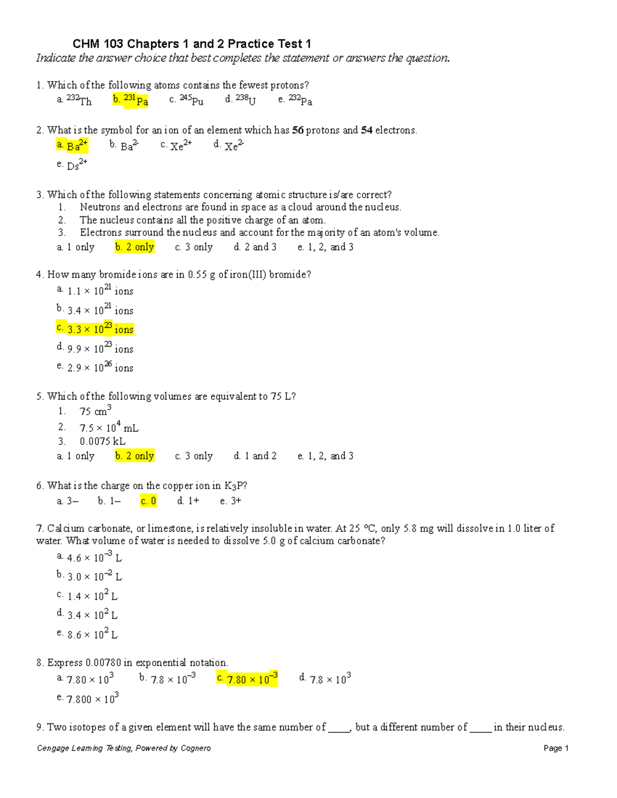 Chapter 1-2 Practice test - Indicate the answer choice that best ...