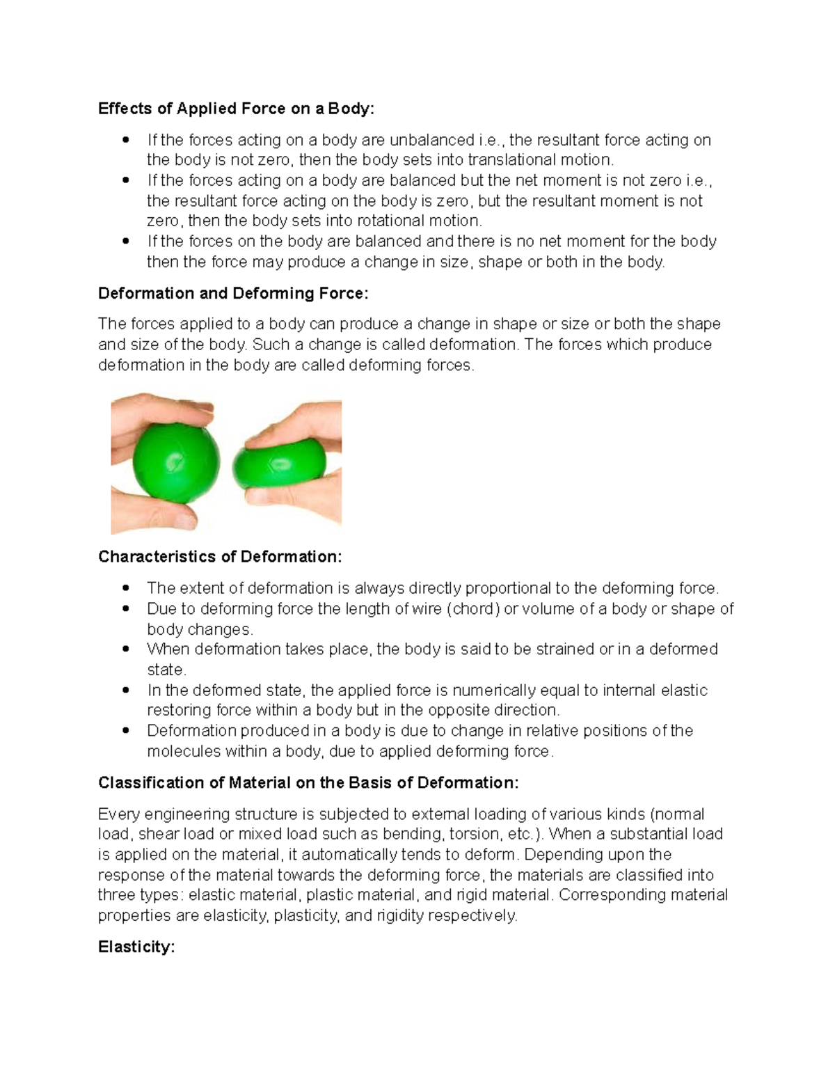 Deformation and Deforming Force - Effects of Applied Force on a Body ...
