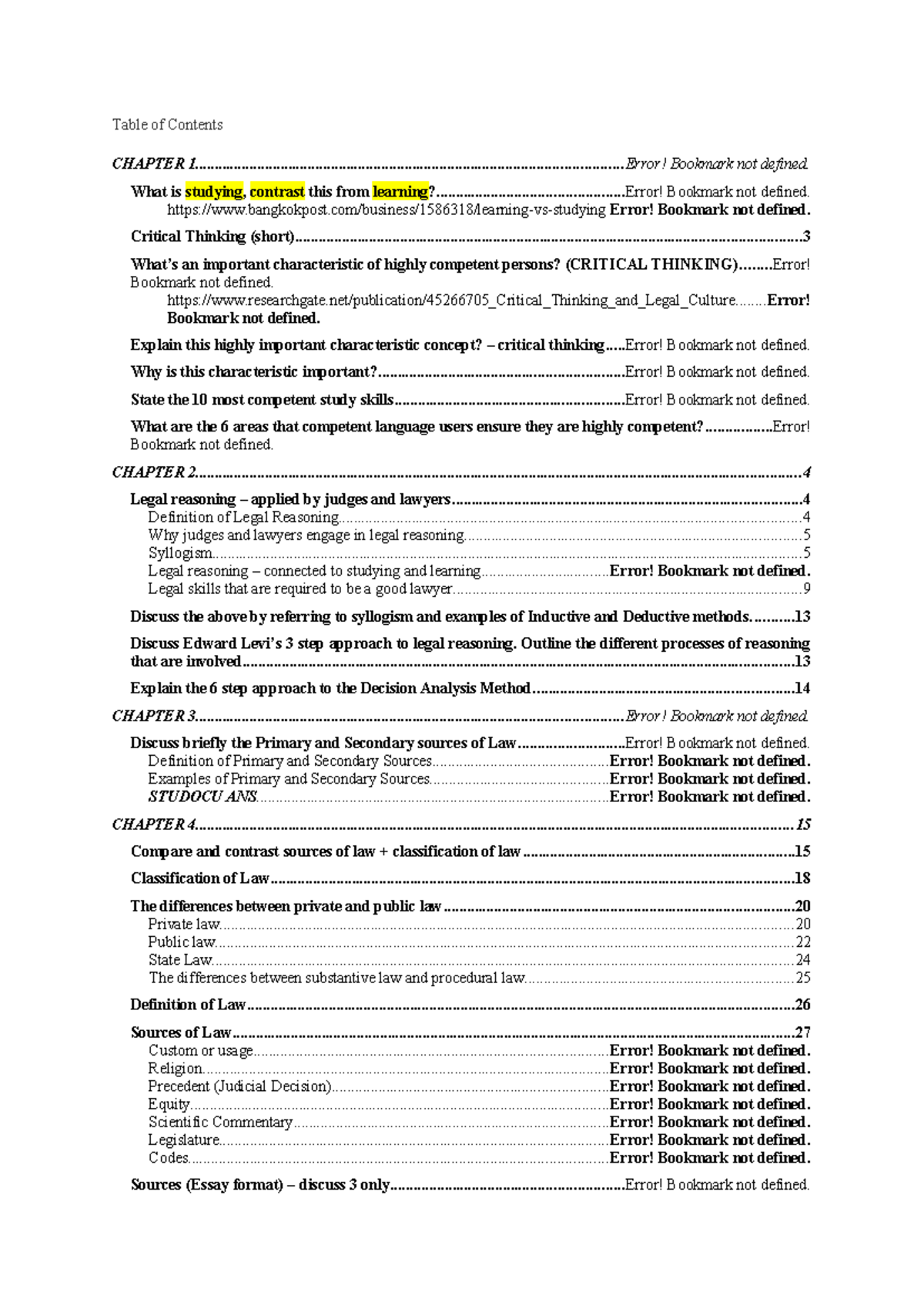 LM Finals PREP - legal method final prep - Table of Contents CHAPTER ...