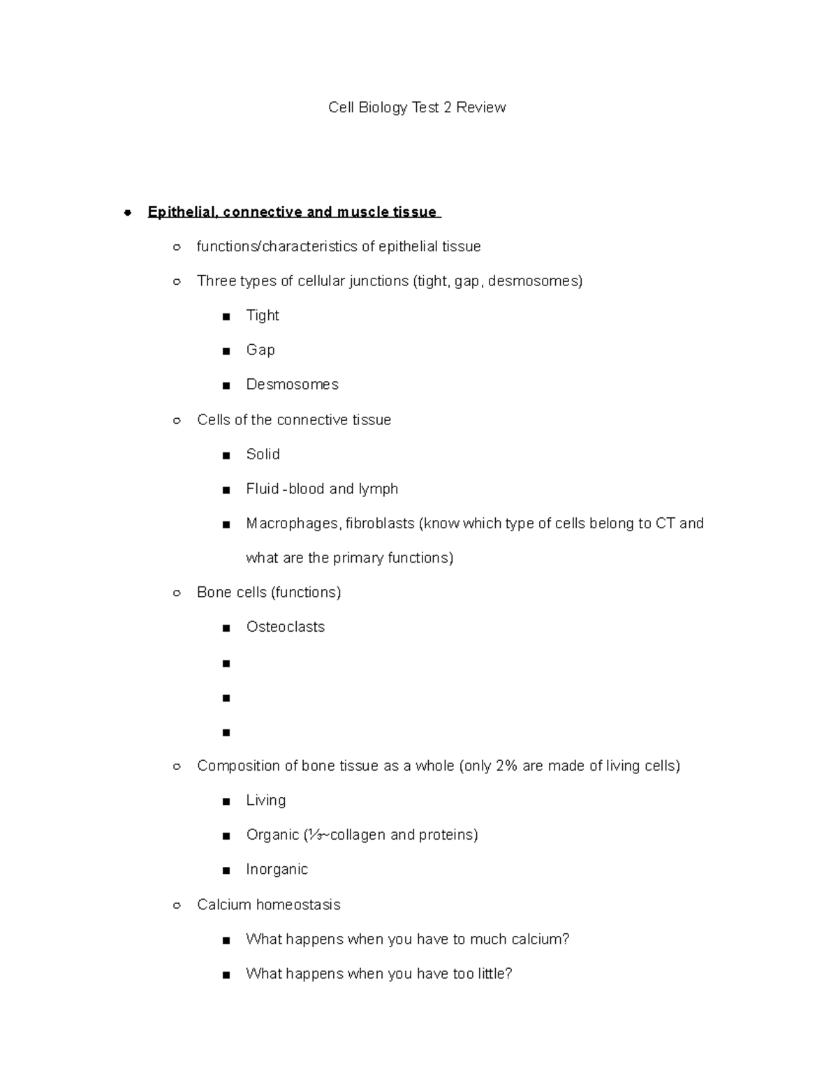 Cell Biology Exam 2 Notes - Cell Biology Test 2 Review Epithelial ...