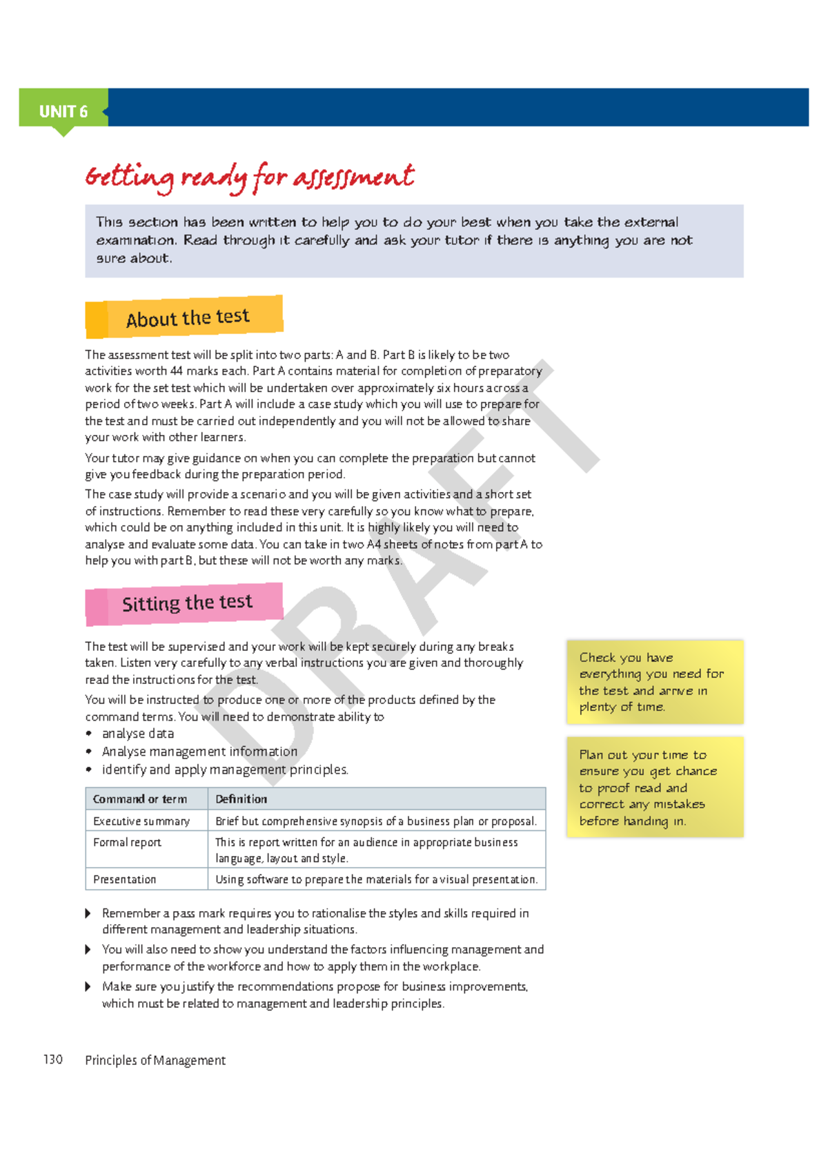 Unit 6 Assessment Details Unit 6 130 Principles Of Management Getting