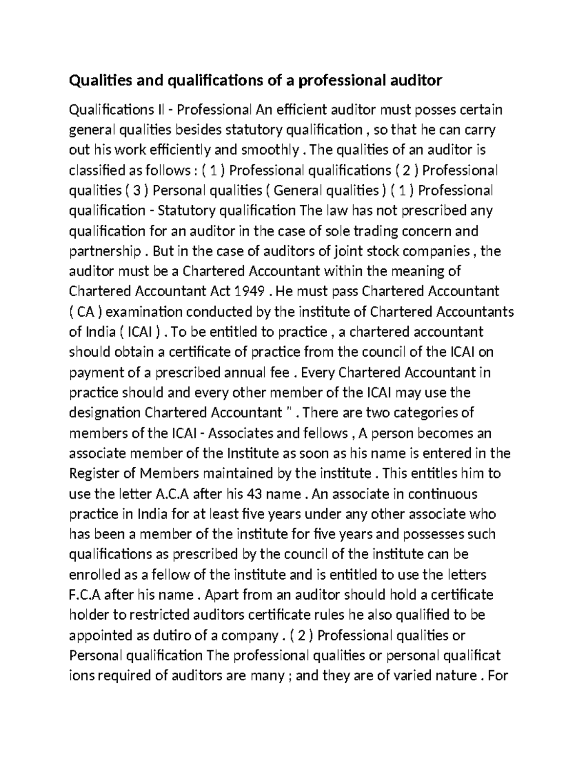 Qualities AND Qualification OF AN Professional Auditor - Qualities and ...