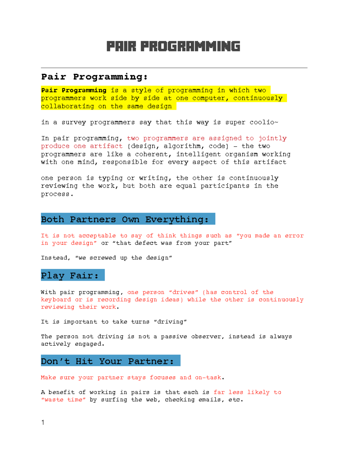 [13] CSCI 1302 - Software Development (Pair Programming) - Pair Programming Pair Programming ...