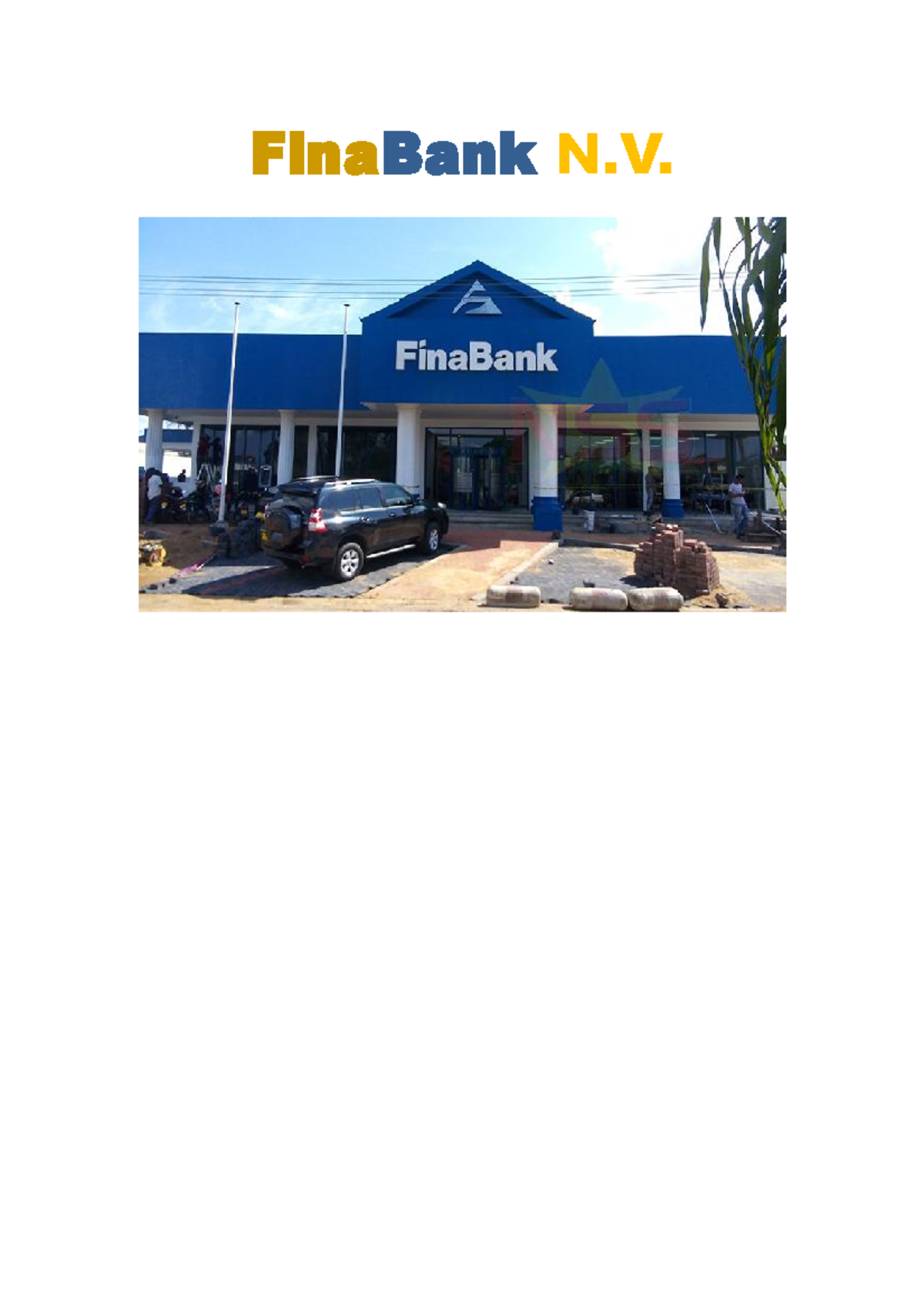 Fina Bank - economishe orentatie - FinaBank N. Voorwoord Ter afronding ...